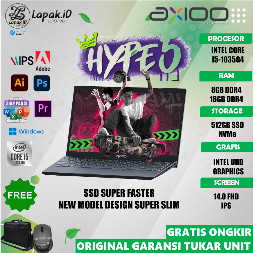 Jual LAPTOP GAMING AXIOO HYPE 5 INTEL CORE I5 1035G4 16GB 512GB 14 FHD ...