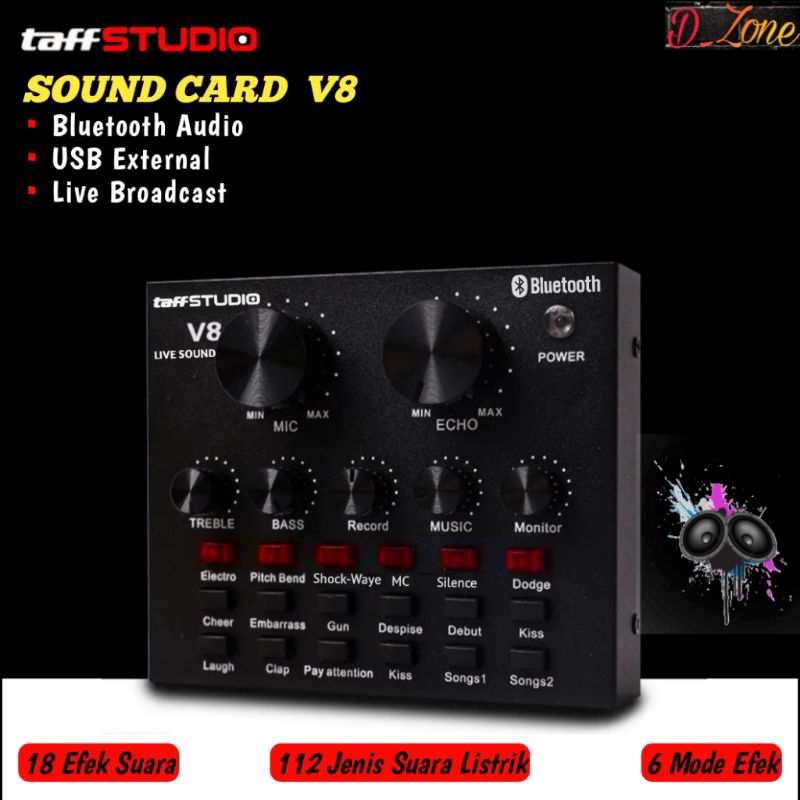 Jual TaffSTUDIO Mixer Bluetooth V8 Audio USB External Soundcard Live Broadcast Microphone ...