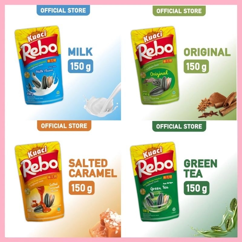 Jual REBO Kuaci All Variant 150gr ( KEMASAN BARU 140GR ) | Shopee Indonesia