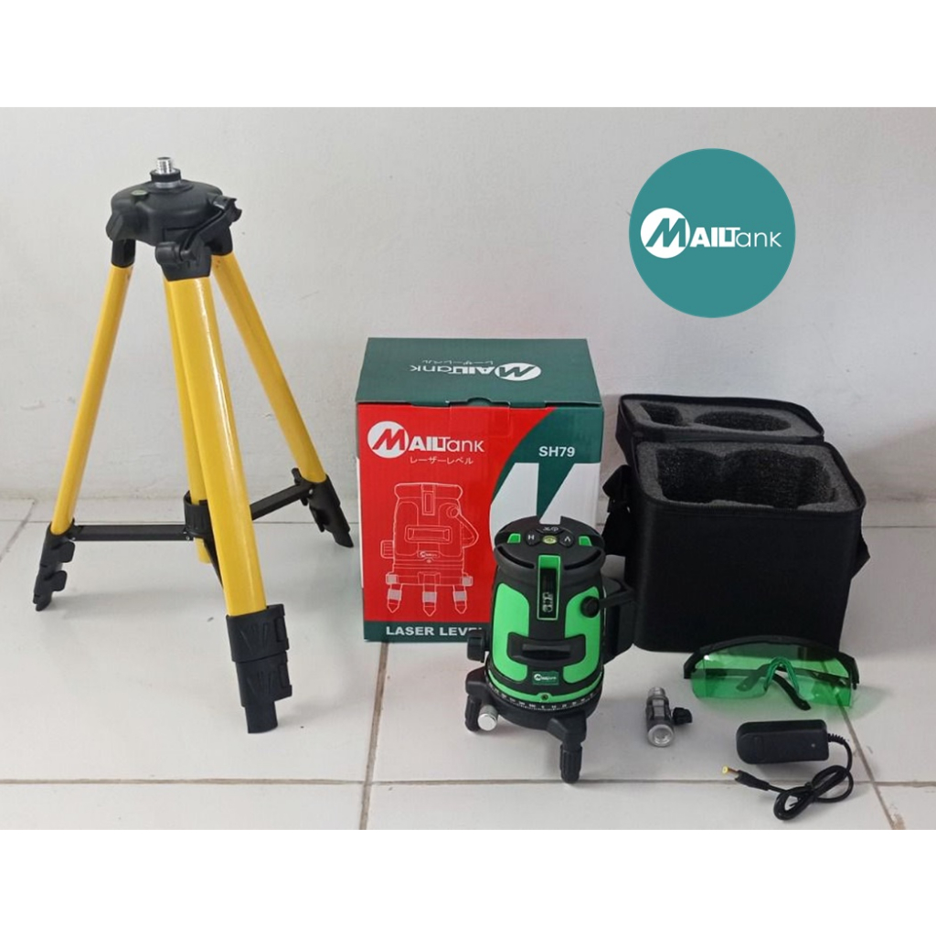 Jual Laser Level 4D 5 Line Mailtank SH79 PLUS TRIPOD green laser siku leveling lantai tembok ...