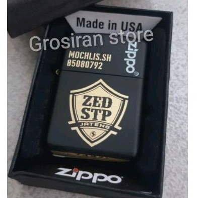 Jual zippo Zed STP hitam custom logo nama grafir laser kado souvenir ...