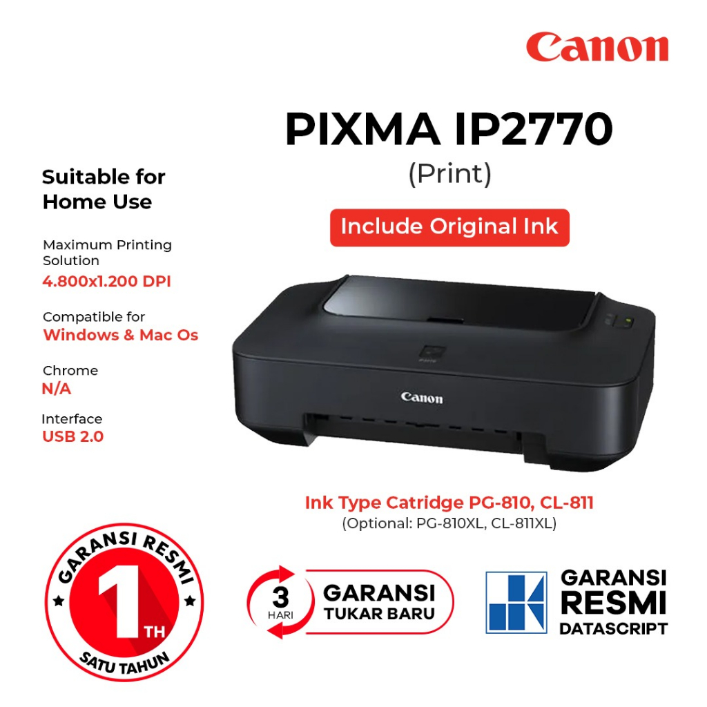 Jual Printer Inkjet CANON PIXMA IP2770 CANON IP 2770 | Printer Canon ...
