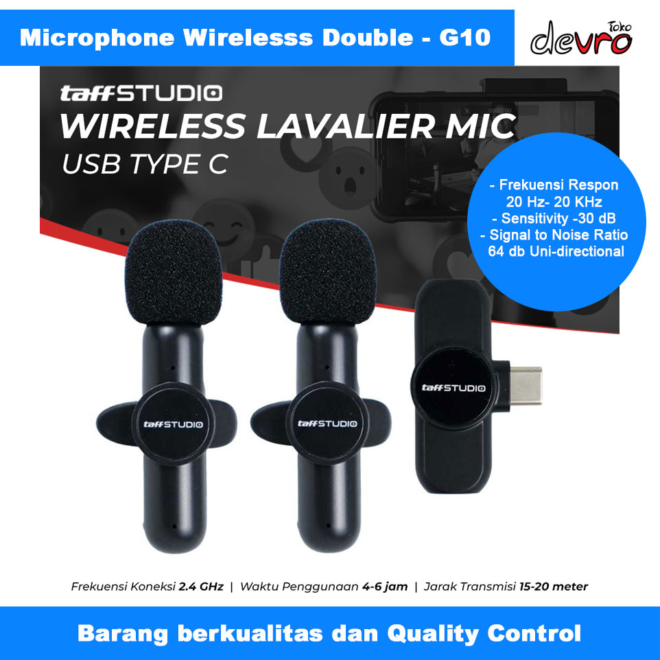 Jual Microphone Wireless - Mikrofon Lavalier Lapel Portable USB Type C ...
