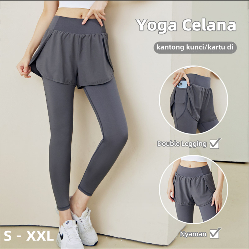 Jual 2 in 1 Yoga Celana Wanita Dua Lapis Gym High Waist Nyaman Dipakai ...