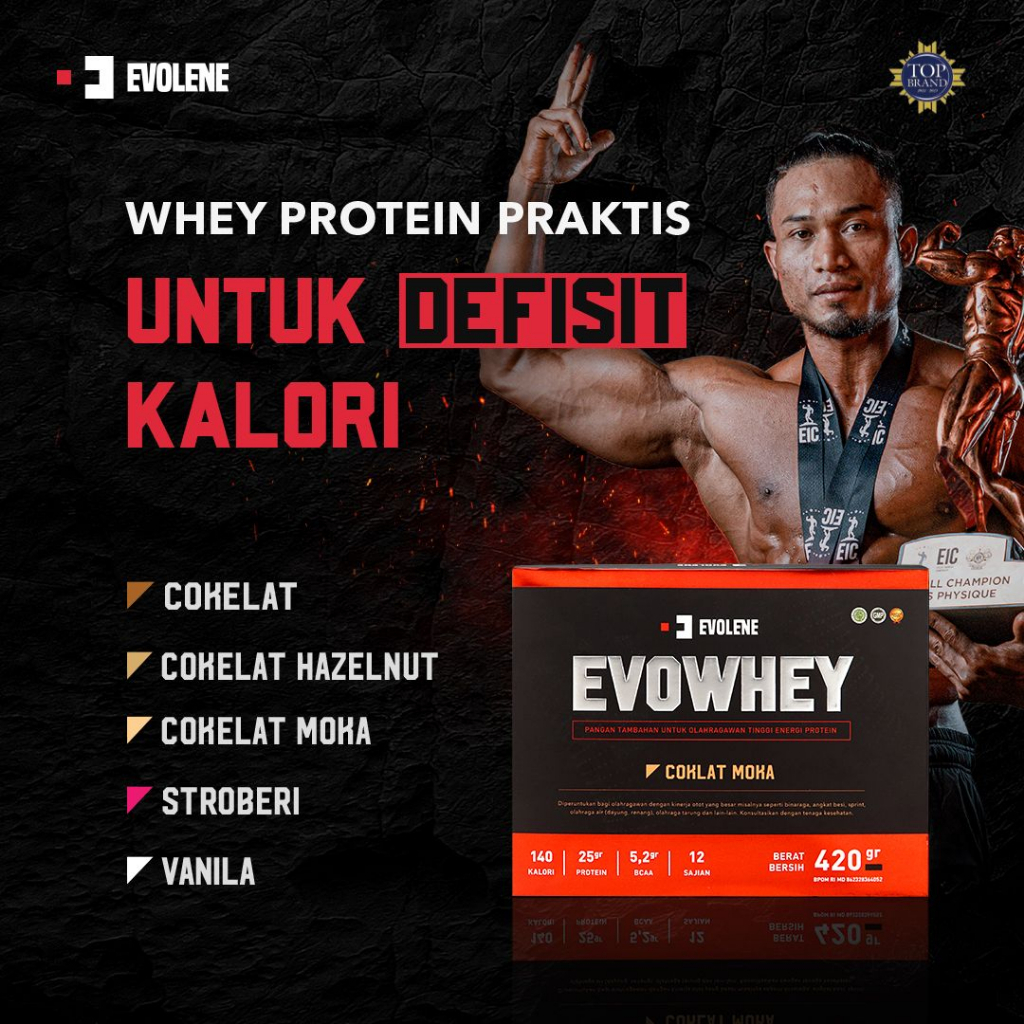 Jual EVOWHEY EVOLENE WHEY PROTEIN 420GR/12 SACHET SUPLEMEN WORKOUT WHEY ...