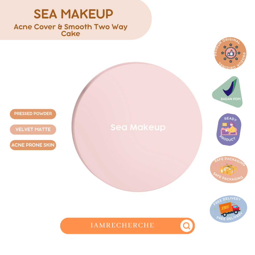 Jual Sea Makeup Acne Cover & Smooth Two Way Cake Pressed Powder and ...