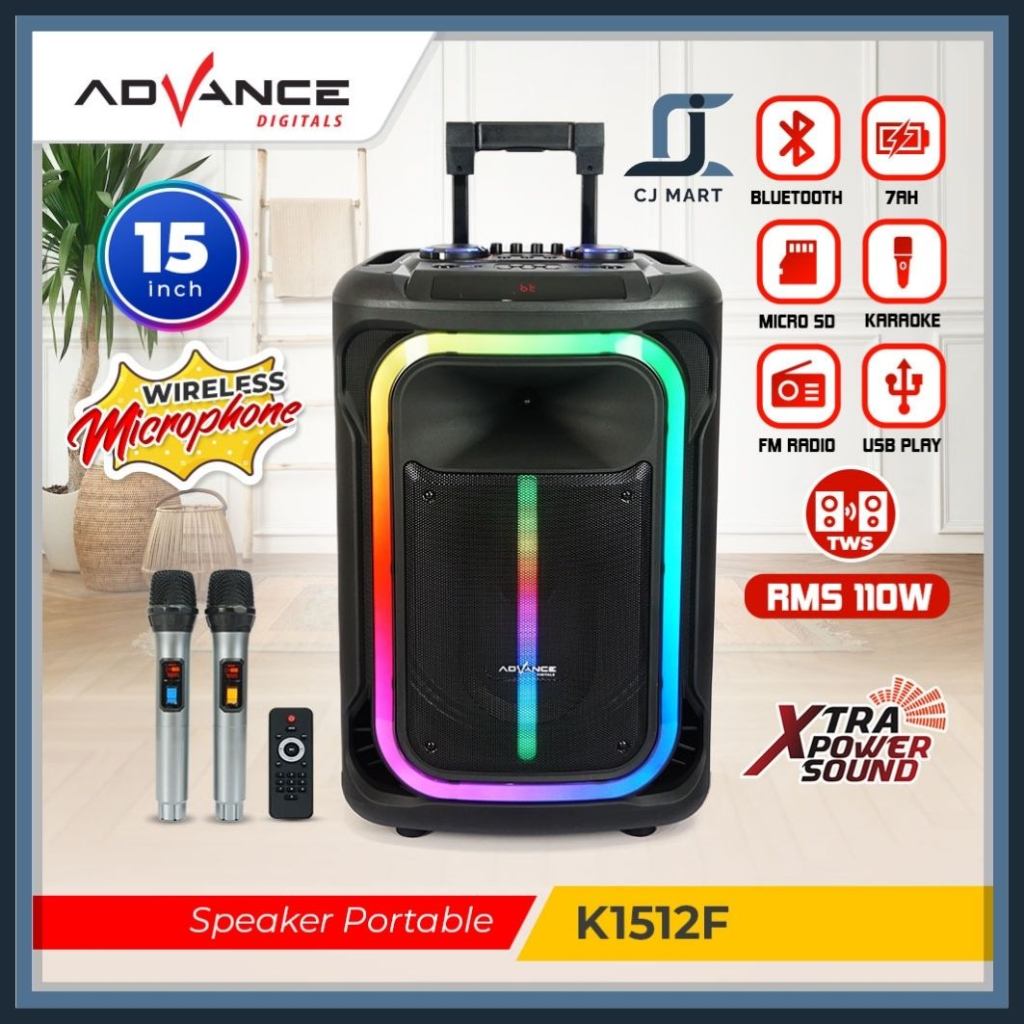 Jual Advance K1512-F Speaker Meeting Bluetooth Salon Aktif 15" Gratis 2 Mic | Shopee Indonesia
