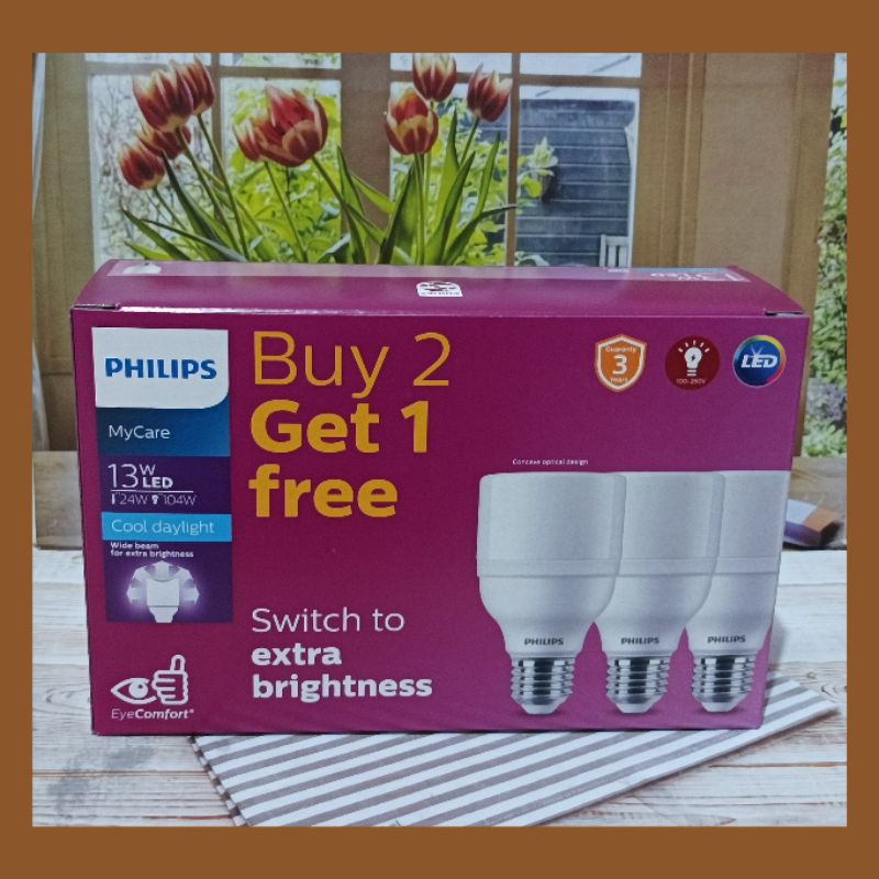 Jual Philips Multipack LED Mycare EyeComfort Bright 13W E27 6500K Putih ...