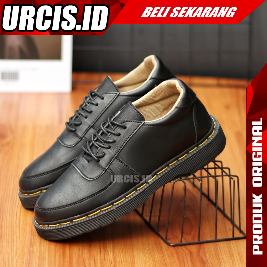 Jual URC Langston Sepatu Docmart Low Boots Hitam Kerja Casual | Shopee ...