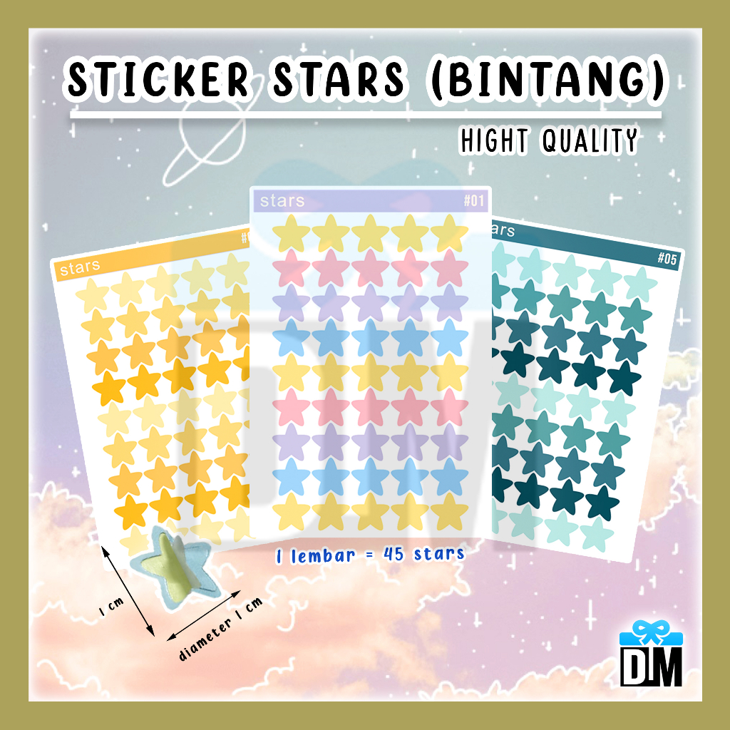 Jual Sticker Bintang Stars Sticker Warna Warni Pastel Aesthethic ...