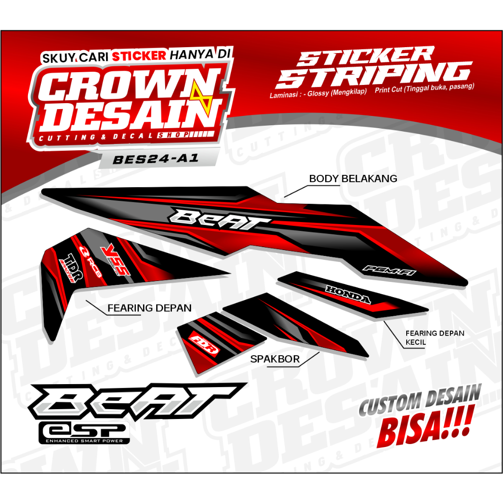 Jual Sticker striping motor beat esp street edisi konsep simpel racing ...