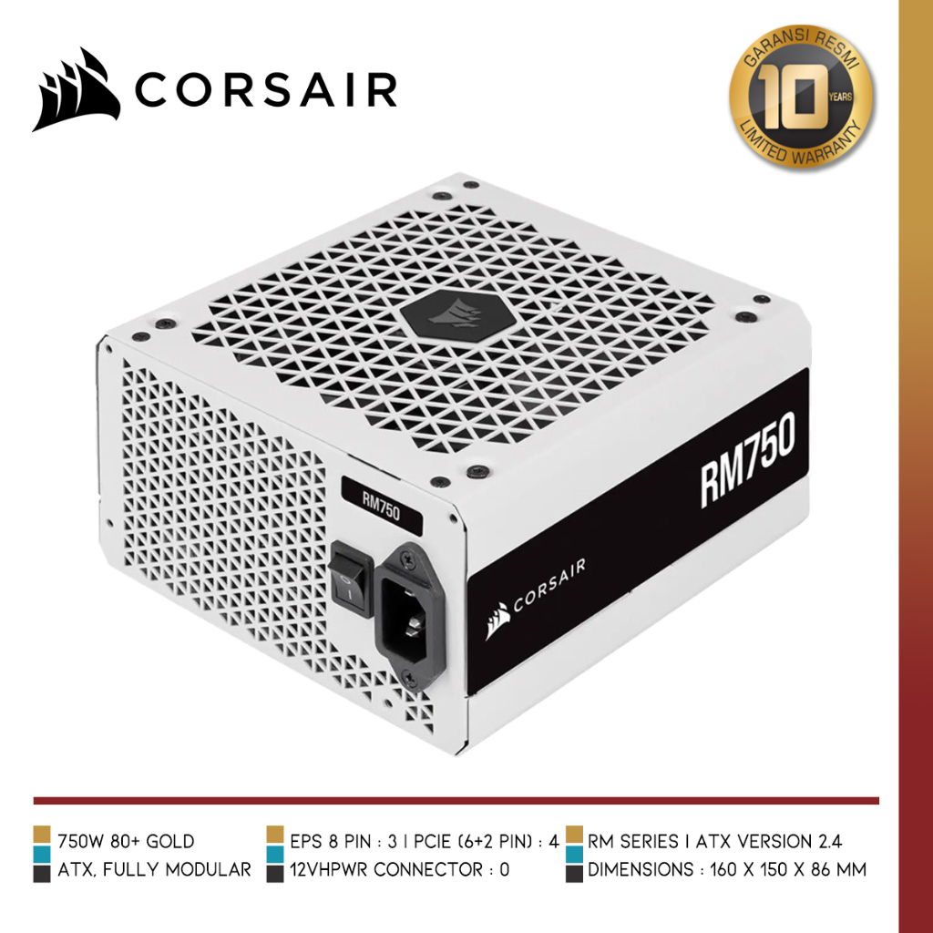 Jual CORSAIR RM750 White | PSU 750W 80+ Gold Fully Modular CP-9020231 ...