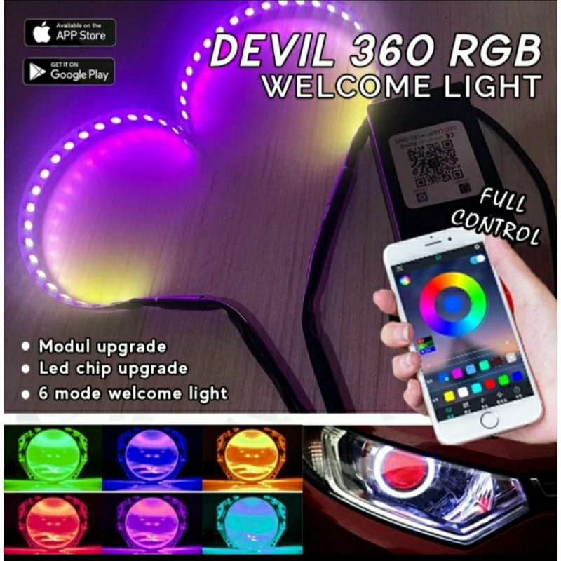 Jual Devil Eye LED RGB Matrix 360 AES New Welcome Light / Demon Devil ...