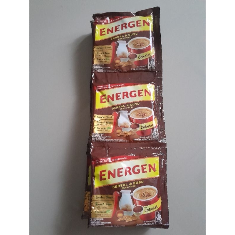 Jual ENERGEN SUSU SEREAL RASA COKLAT & VANILA 35G 1 RENCENG (ISI 10 ...