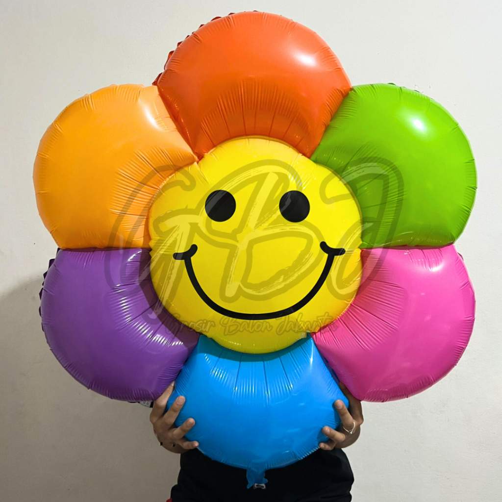 Jual Balon Foil JUMBO Bunga 6 Warna / Balon Bunga Rainbow Matahari ...