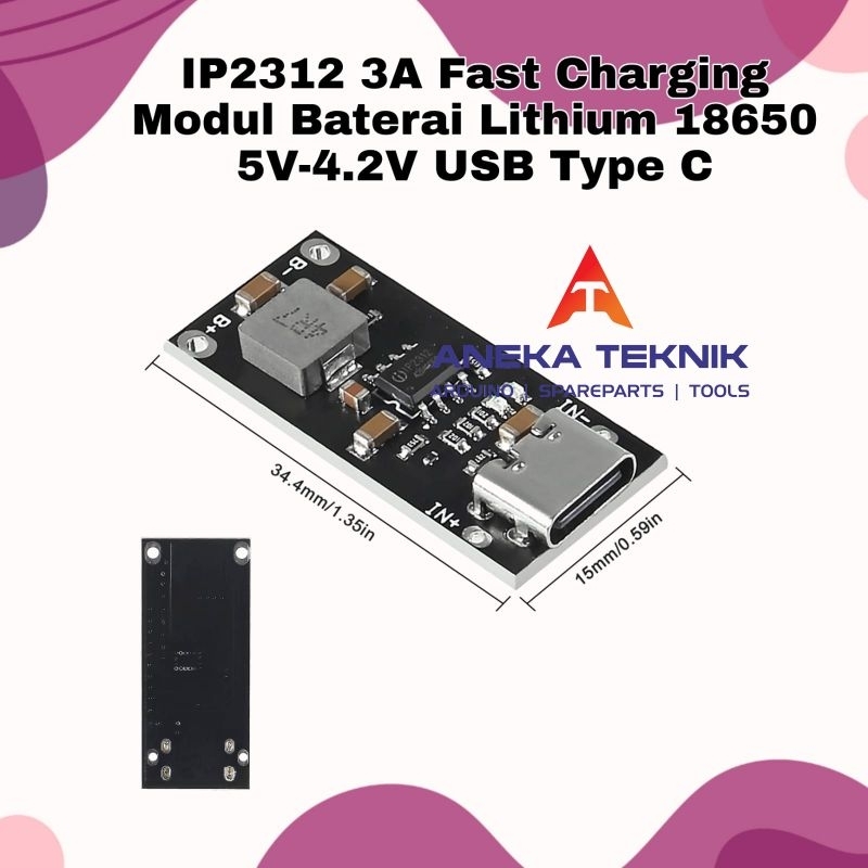 Jual IP2312 3A Fast Charging Modul Baterai Lithium 18650 5V-4.2V USB ...