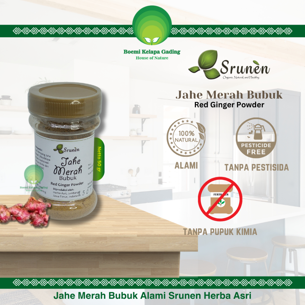Jual Jahe Merah Bubuk Murni Natural Red Ginger Powder 50 gram Srunen ...