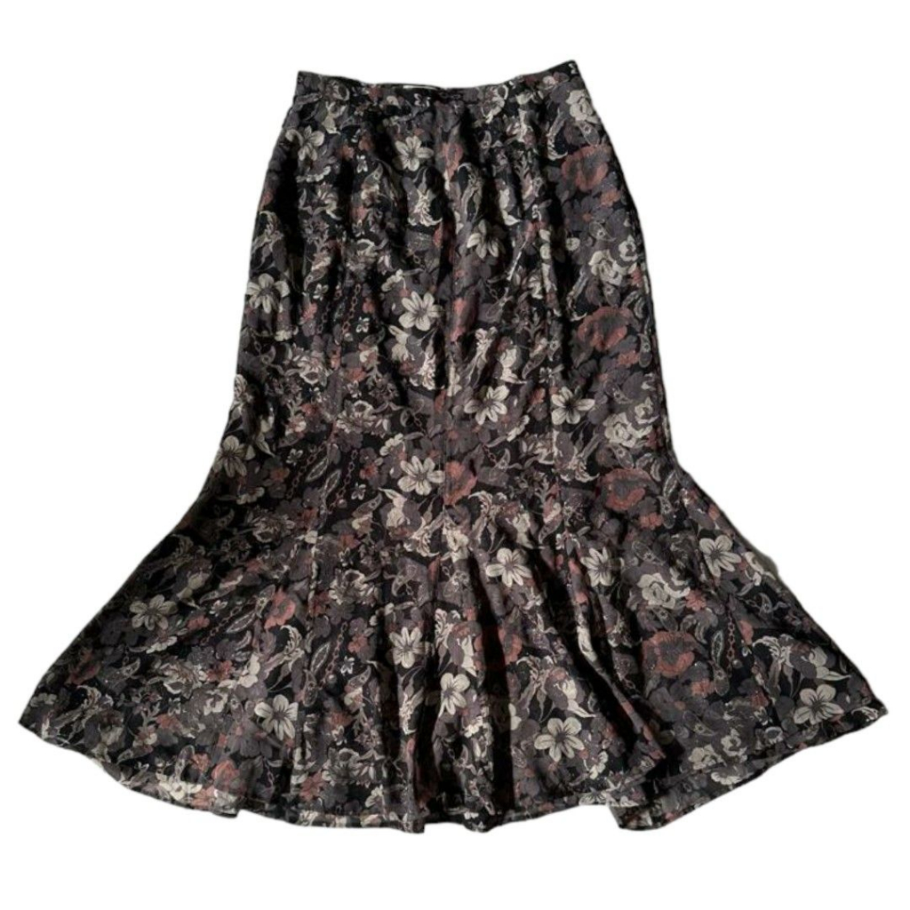 Jual Floral Mermaid Fairycore Maxi Skirt Tiered |Flare Rok panjang Long ...