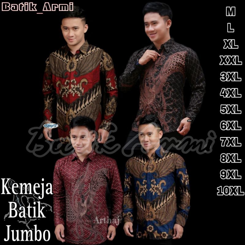Jual KEMEJA BATIK PRIA LENGAN PANJANG BIG SIZE JUMBO ARMI | Shopee Indonesia