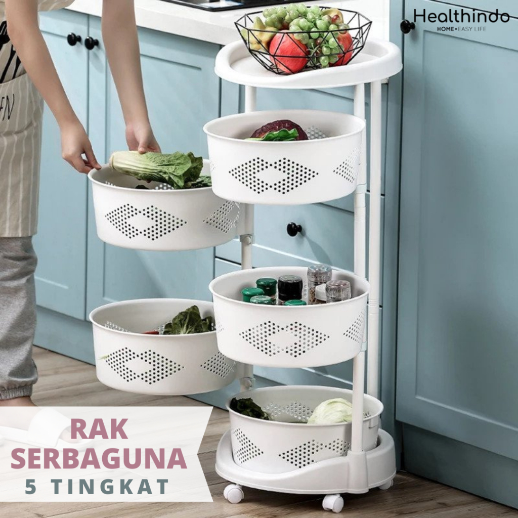 Jual Rak Penyimpanan dengan Roda | Rak Dapur Besi | Rak Serbaguna 5 ...