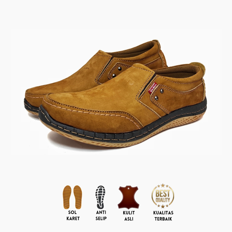 Jual Kickers Sepatu Kasual Casual Pria Bahan Kulit Asli Model Slip On ...