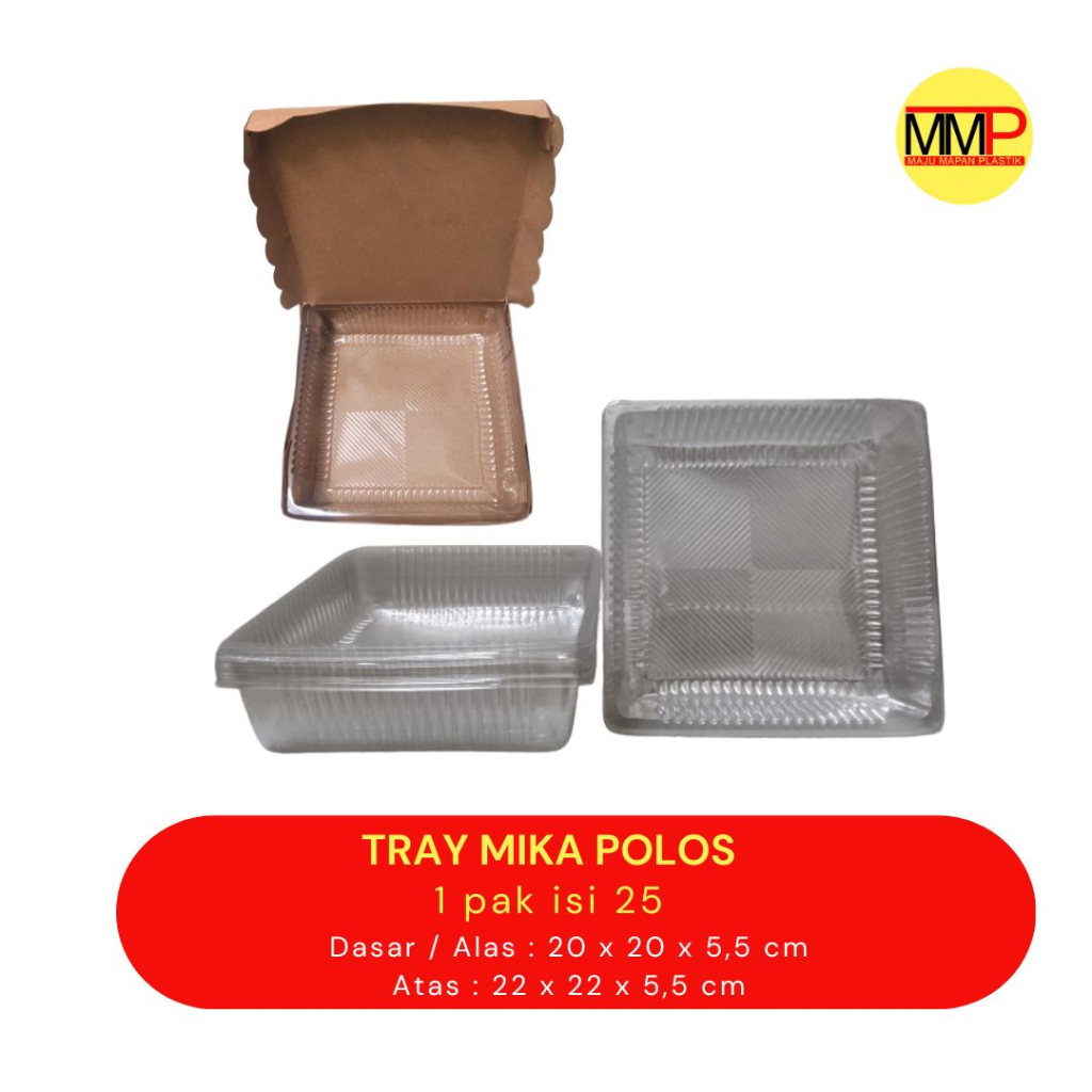 Jual [25 PCS] Tray Mika Dos Ukuran 22x22 / Alas Mika Polos Kotak / Tray ...