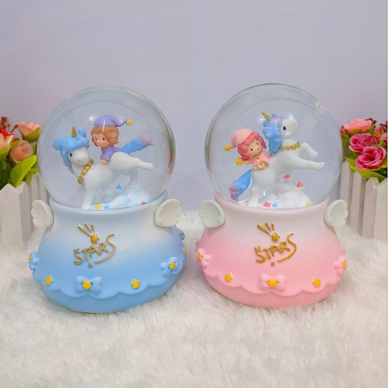 Jual Snowball / Pajangan Bola Kaca Musik Box Unicorn Stars Girl XL (100 ...