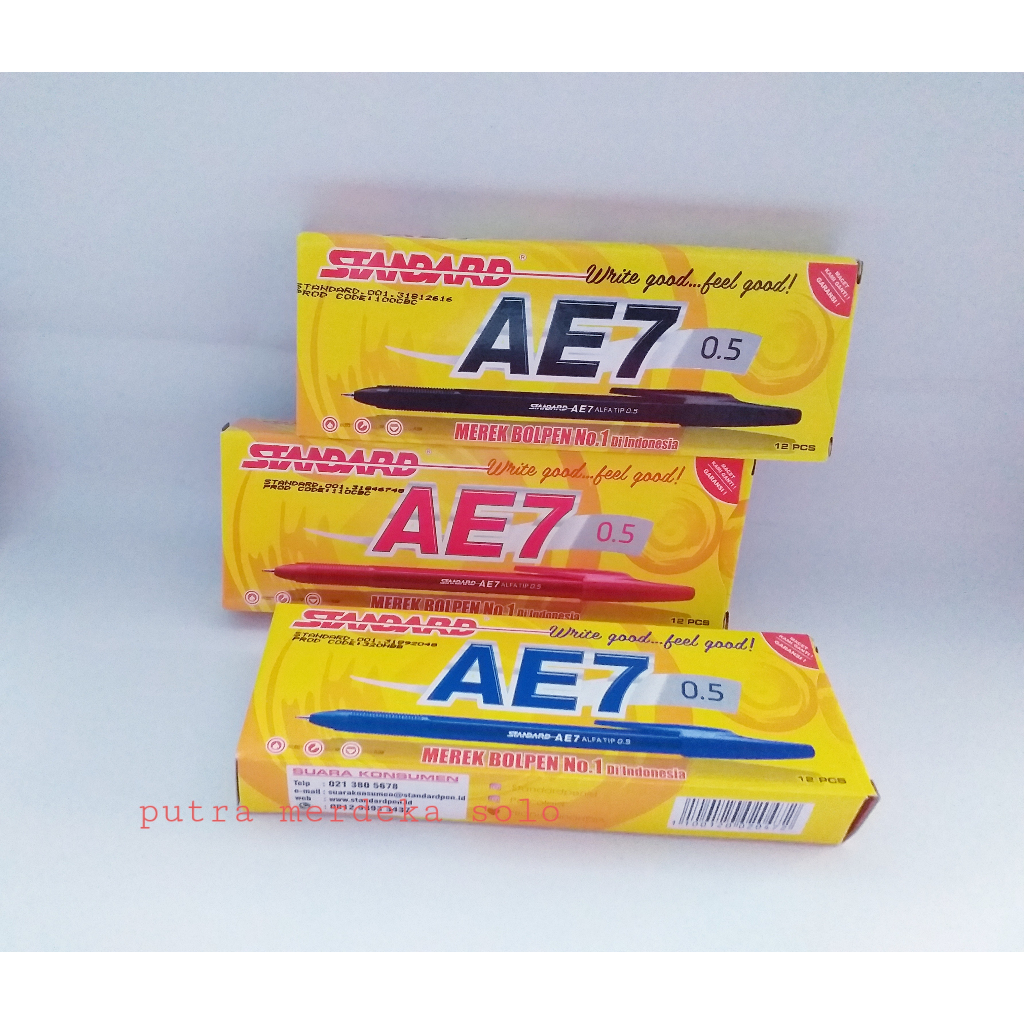 Jual Ballpoint, Bolpen, Pulpen Standard AE7 Hitam / Biru / Merah , Isi Standard AE7 | Shopee ...