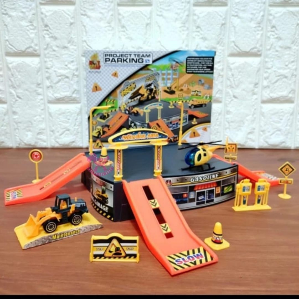 Jual Project team parking lot Mainan truk DIY dengan jalur parkir Truck ...