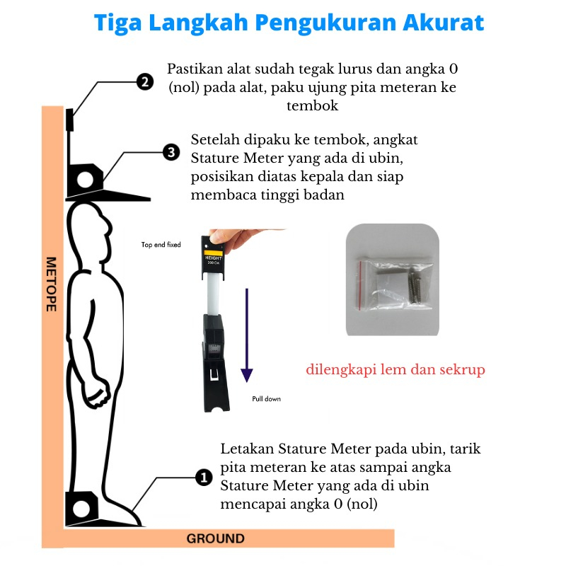 Jual Stature Meter Alat Pengukur Tinggi Badan DR.GRAY 200cm PTB ...