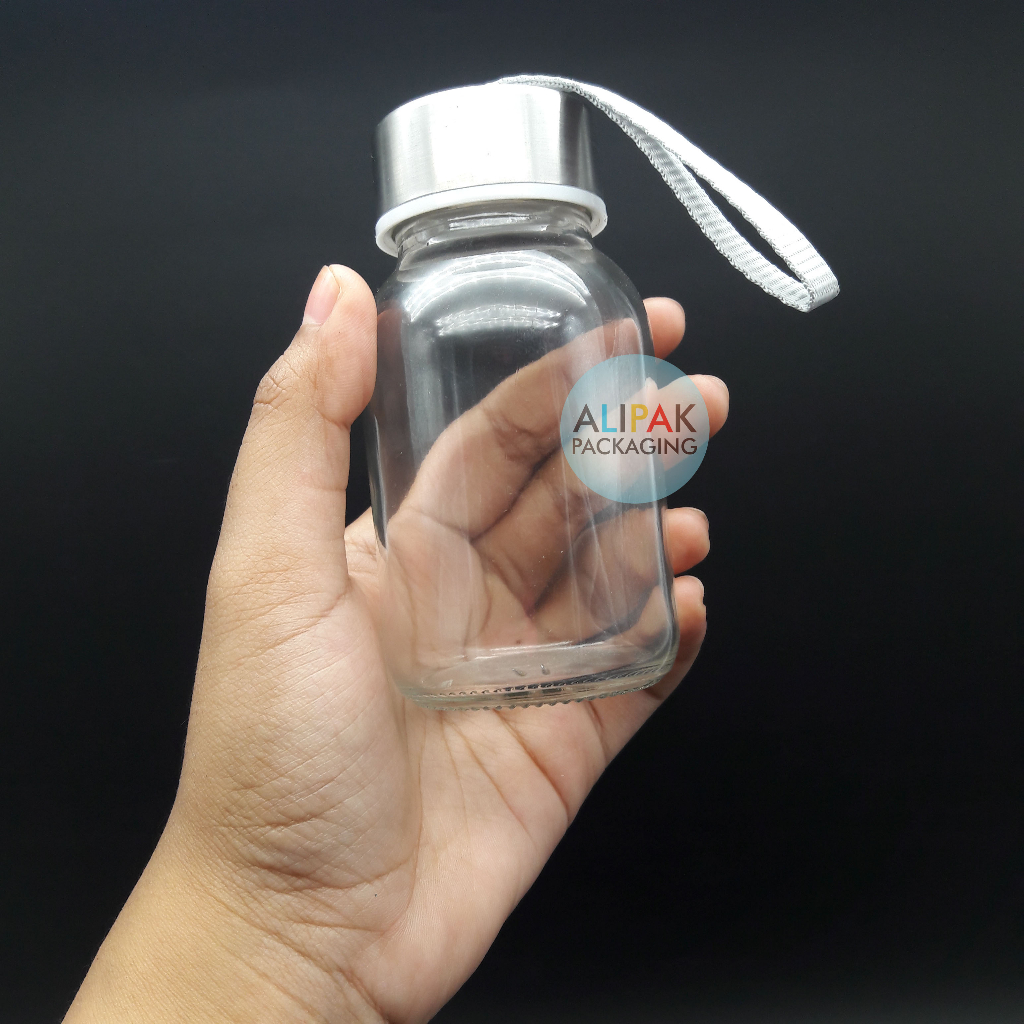 Jual BOTOL MINUM 100ml - 150ml Tutup Stainless Gantungan Abu Botol Kaca ...