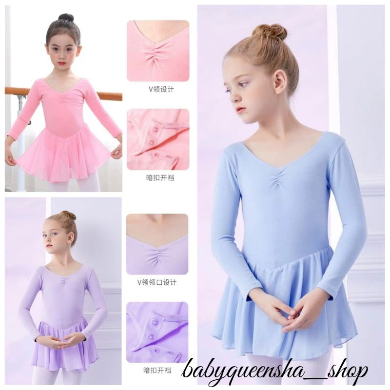Jual B8003 kostum ballet anak lengan panjang/baju ballet lengan panjang ...