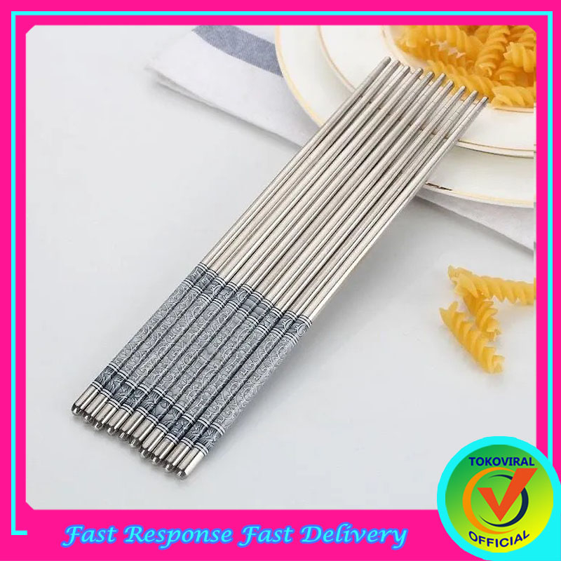 Jual Sumpit Stainless Steel Tahan Karat / Sumpit Makan / Sumpit Motif ...
