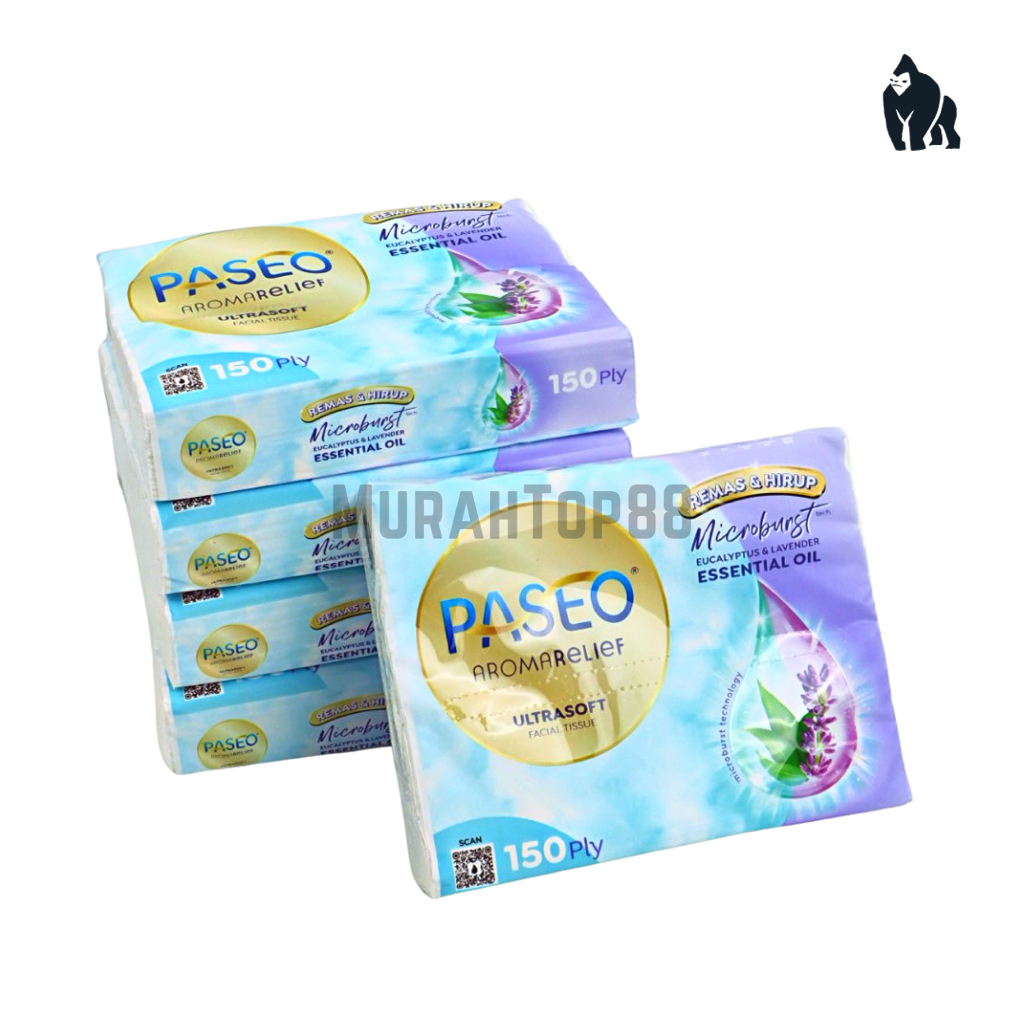 Jual Tissue Paseo Aroma Relief Ultrasoft Facial Travel Pack 150 Ply with Eucalyptus & Lavender ...