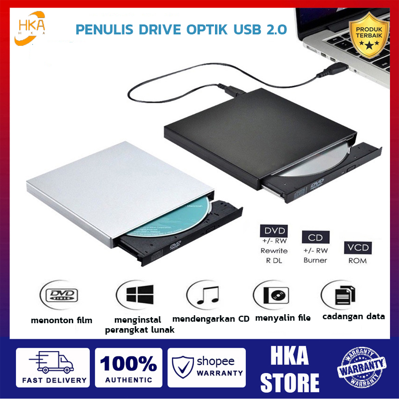 Jual External DVD Drive CD ROM Drive Slim Portable Optical Drive Burner ...