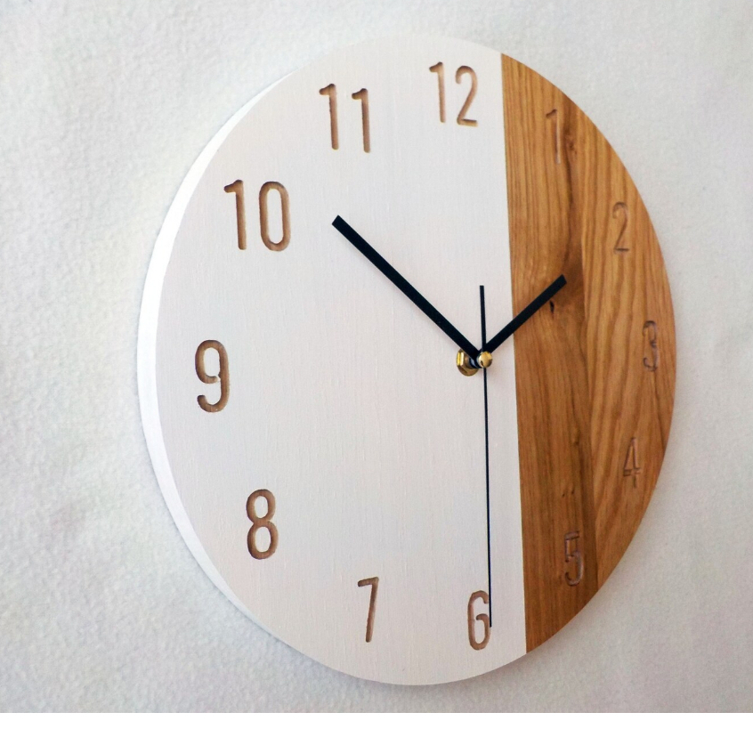Jual Jam Dinding Kayu Jati Modern Natural Putih | Shopee Indonesia