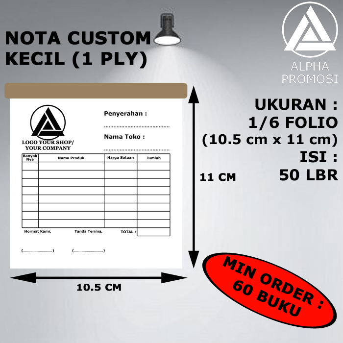 Jual Nota Custom 1/6 Folio 1 PLY Bahan HVS Murah Nota Olshop Dagang ...