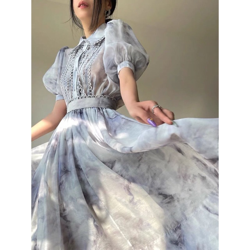 Jual Chiara Dress Organza Korean Chic Minimalis Classy Elegant Flare ...