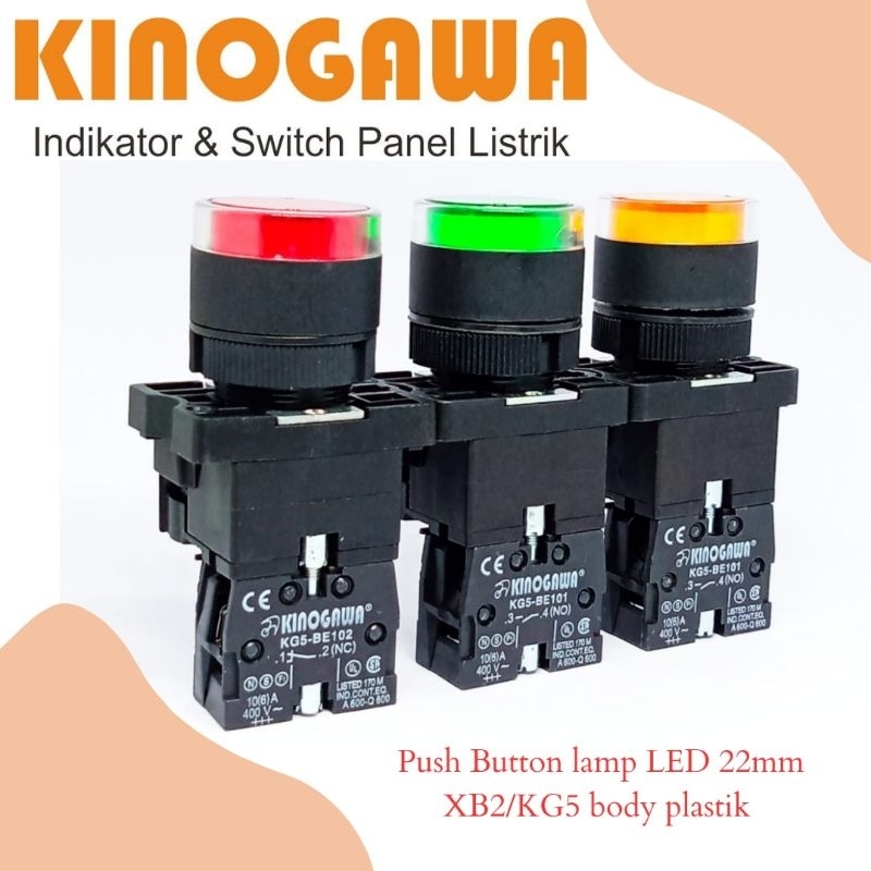 Jual Push Button Lampu LED 22mm XB2 KINOGAWA | Shopee Indonesia