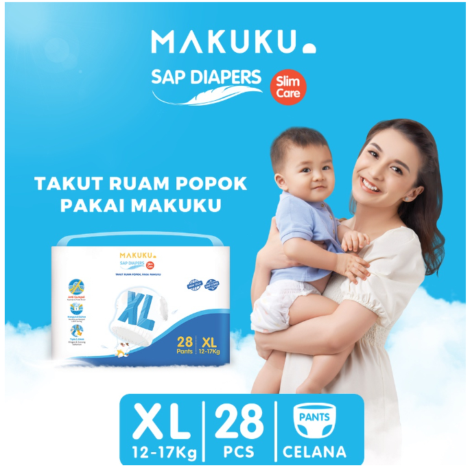 Jual MAKUKU SAP Diapers Slim Care NB/SM/L/XL/XXl Popok Bayi (CO 2 Ball Free Tissue) | Shopee ...