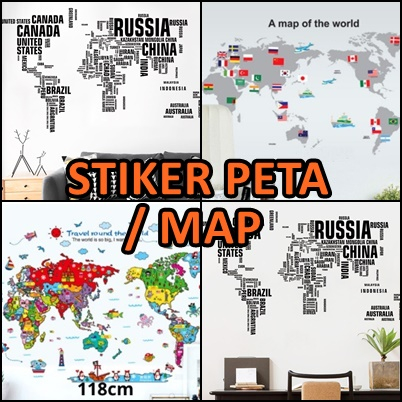 Jual WALLSTICKER WALL STICKER STIKER DINDING TEMBOK MOTIF GAMBAR PETA ...