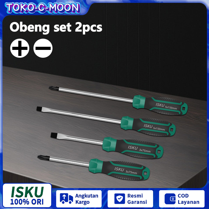 Jual ISKU Obeng Plus Minus Magnet / obeng set Screwdriver Set /Pegangan Karet Anti Karat ...