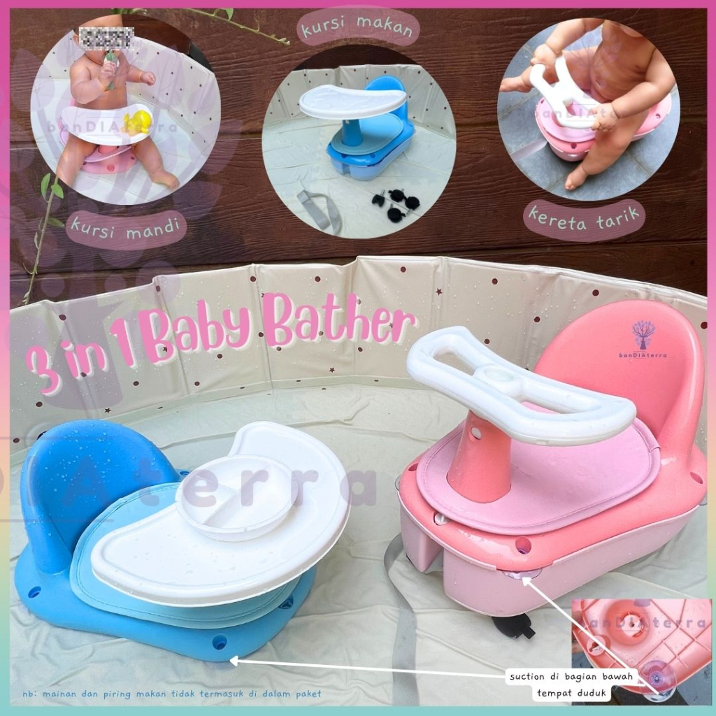 Jual Bandiaterra 3in1 Portable Baby Bath Seat / Kursi Mandi Bayi ...