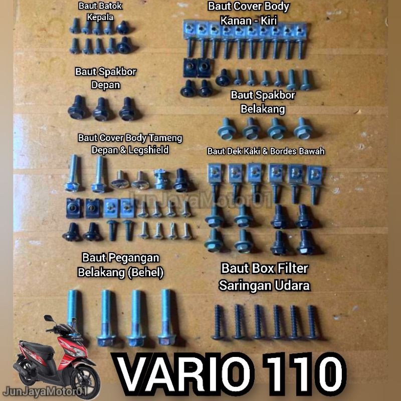 Jual Baut Lengkap Full Set Body Honda Vario 110 Karbu / Baut Lengkap ...
