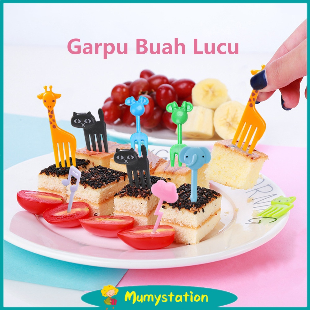 Jual Garpu Bento Buah Kue Snack Dessert Mini Motif Kartun Hewan tusukan ...
