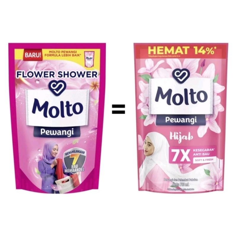 Jual MOLTO PEWANGI PAKAIAN Floral Bliss // Flower Shower // Sport Fresh 780 ML - Pelembut Dan ...