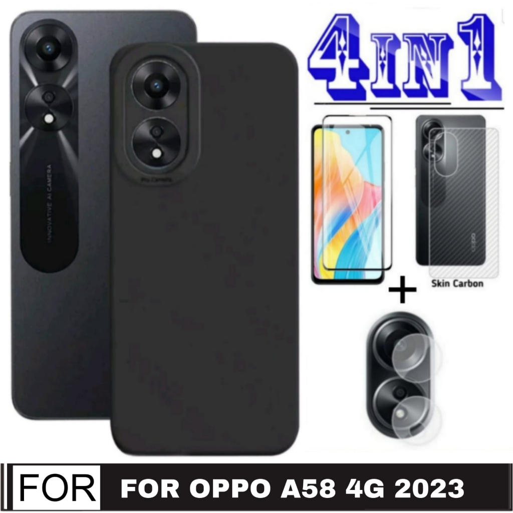 Jual [Paket 4in1] Soft Case Matte Pro Camera Oppo A58 4G 2023 - Casing ...