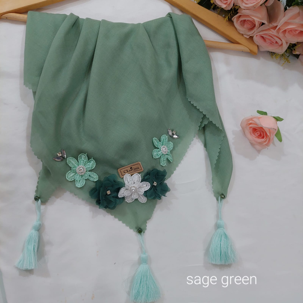 Jual Jilbab Segiempat Clarissa Payet Bunga Terbaru Bisa COD | Hijab ...
