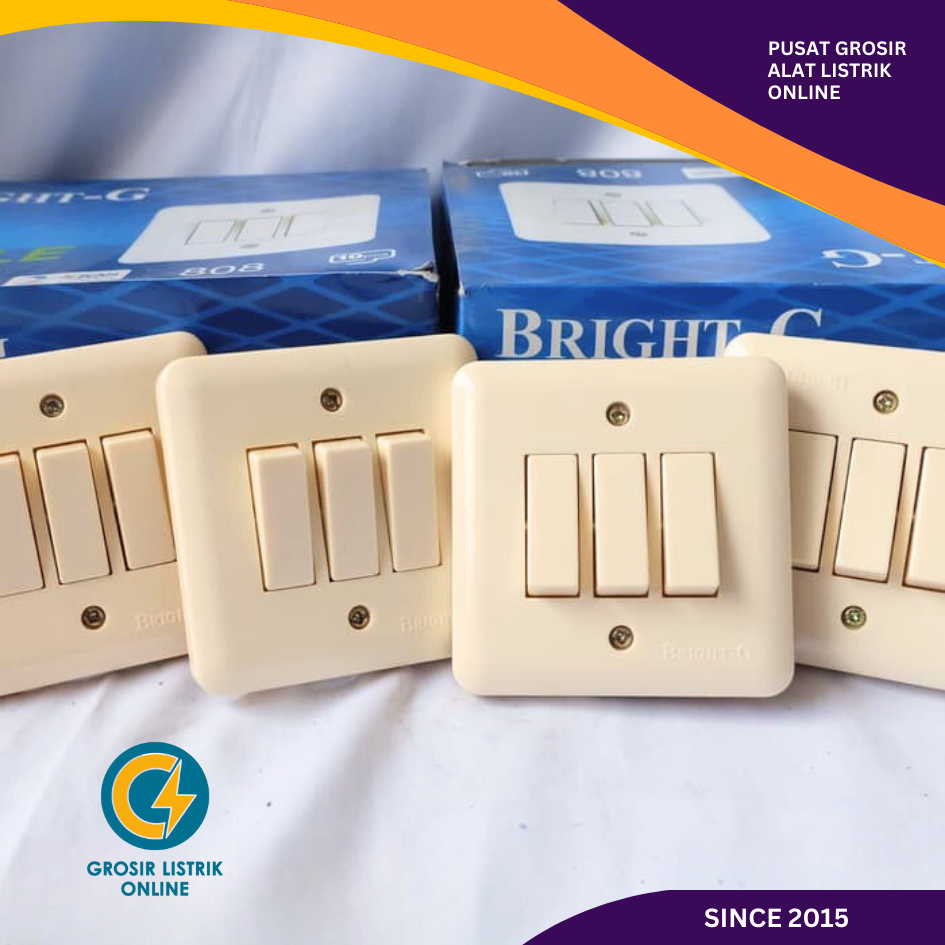 Jual SAKLAR TRIPLE MURAH BRIGHT G 3 GANG 3G BG 808 INBOW TANAM GROSIR ...