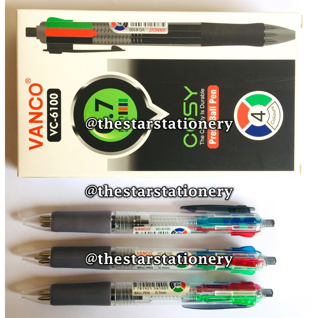 Jual (1 Biji) GROSIR Bollpen Vanco VC-6100 Cosy 4 Warna 0.7 Ball Pen ...